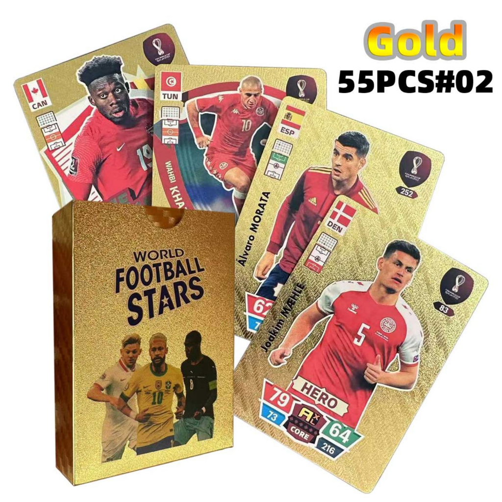 55Pcs Football Gold Card Ronaldo Messi Soccer Star Cards Fans ...