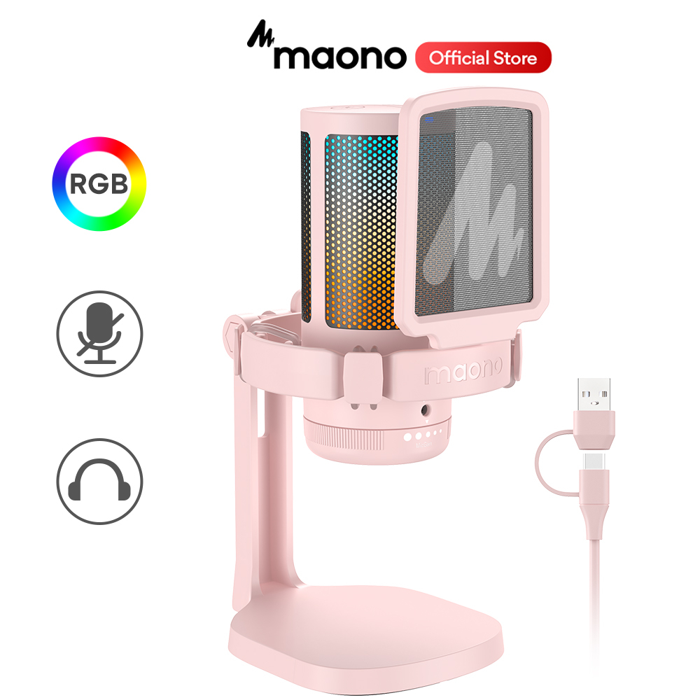Maono DGM20 USB/Type-c Gaming Microphone RGB Mic USB Condenser Mic ...