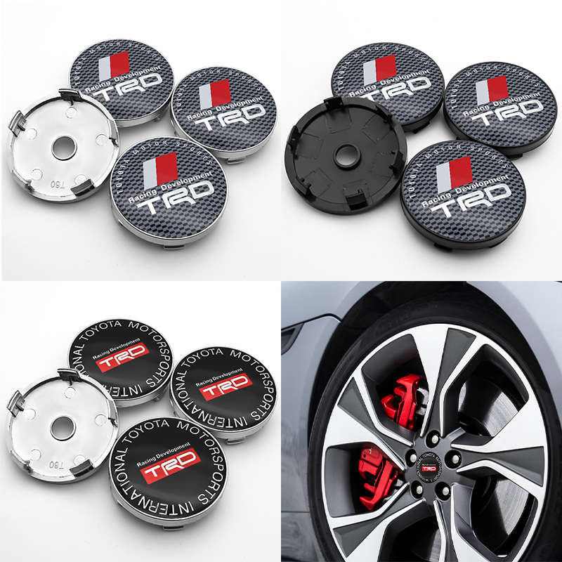 TRD Emblems 4Pcs/set 60mm Car Wheel hub center Caps logo Badge Emblem ...