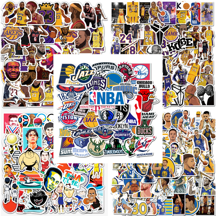 50 Piece Funny NBA Basketball Player Team Logo DIY Creative Motor ...