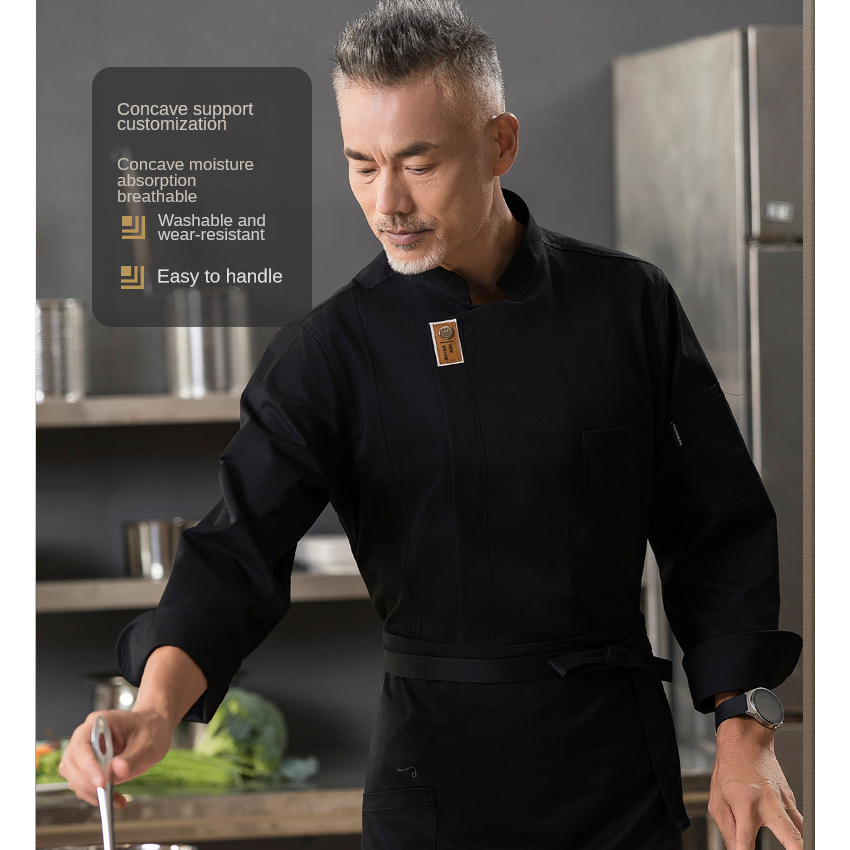 Chef Workwear Long Sleeve Male Restaurant Chef Hotel Chef Uniform Baker ...
