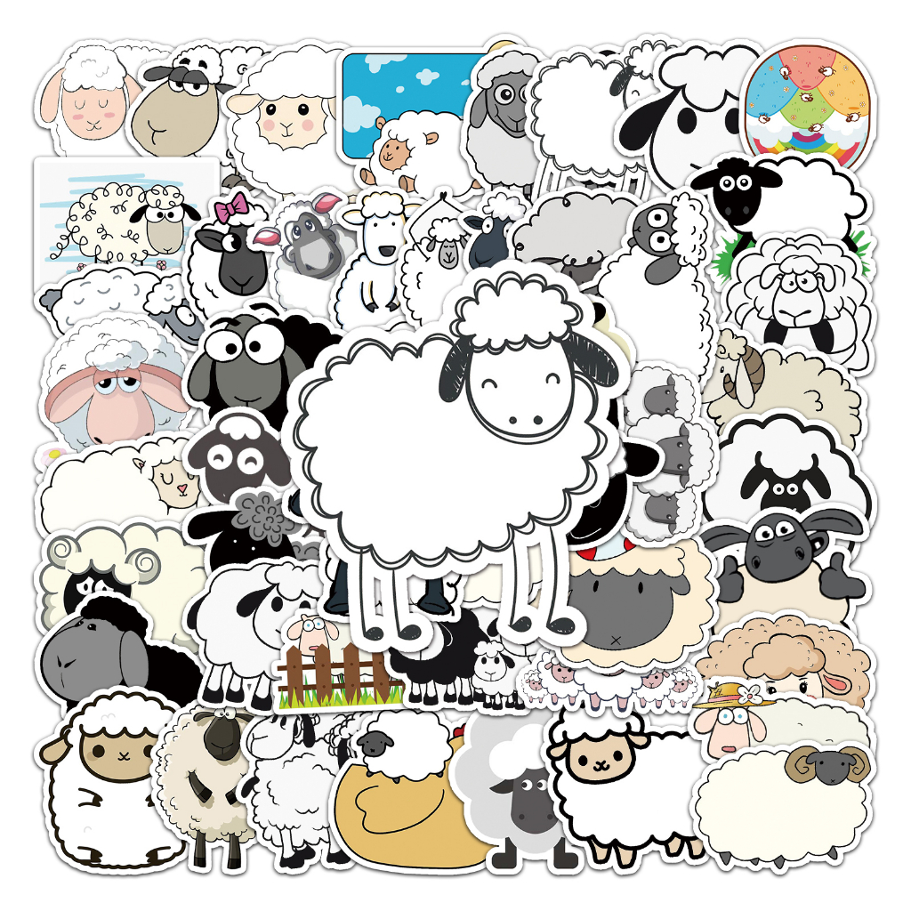 50 Piece Funny Sheep Stickers Waterproof DIY For Phones Laptop Car ...