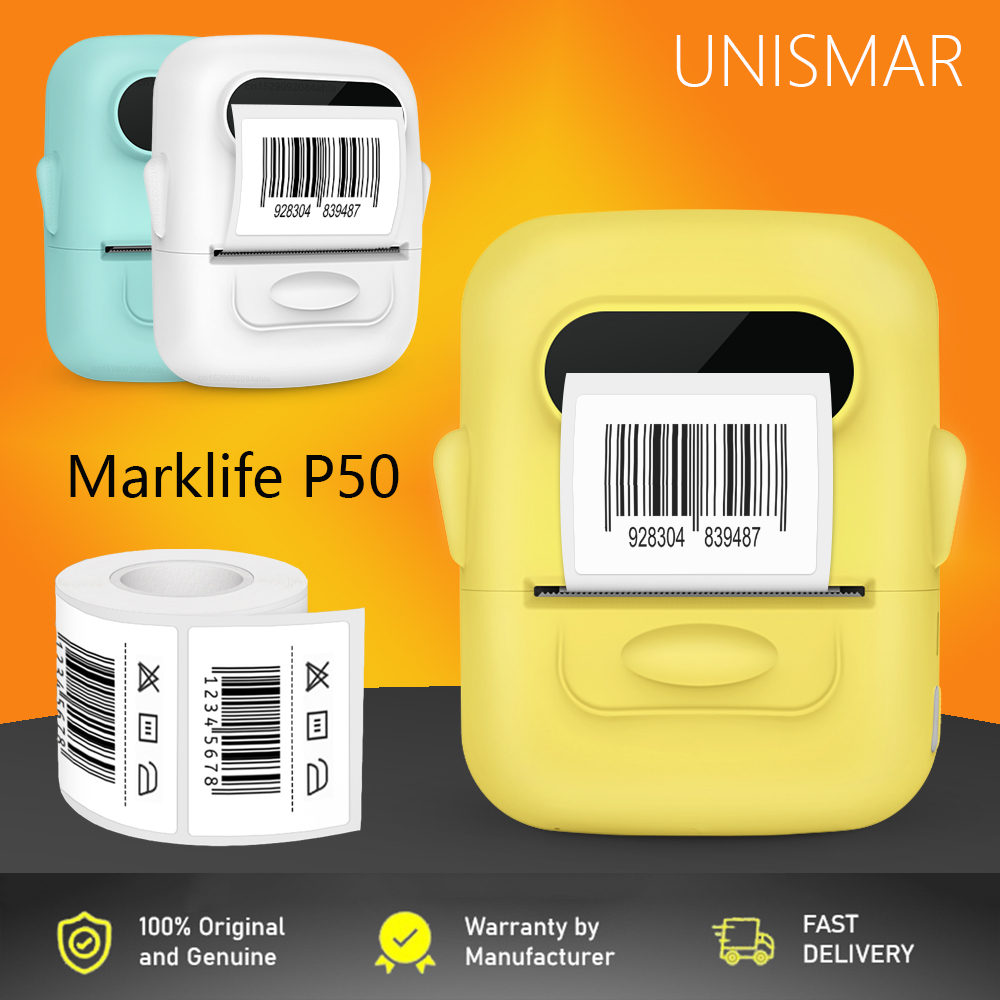 Marklife P50 Thermal Label Printer HD Mini Portable Bluetooth Wireless Sticker Label Maker ...