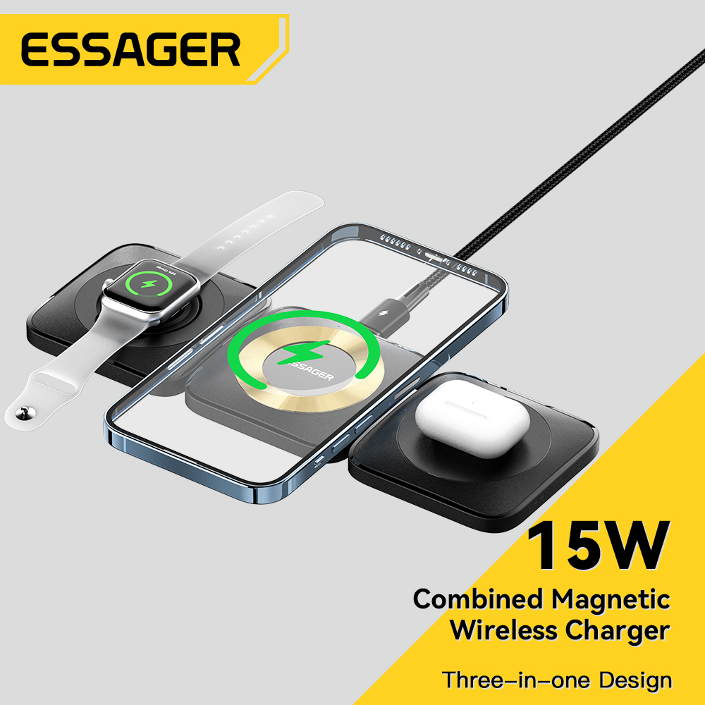 Essager 15w 3 in 1 Magnetic Combination Wireless Charger For iP12-14 ...