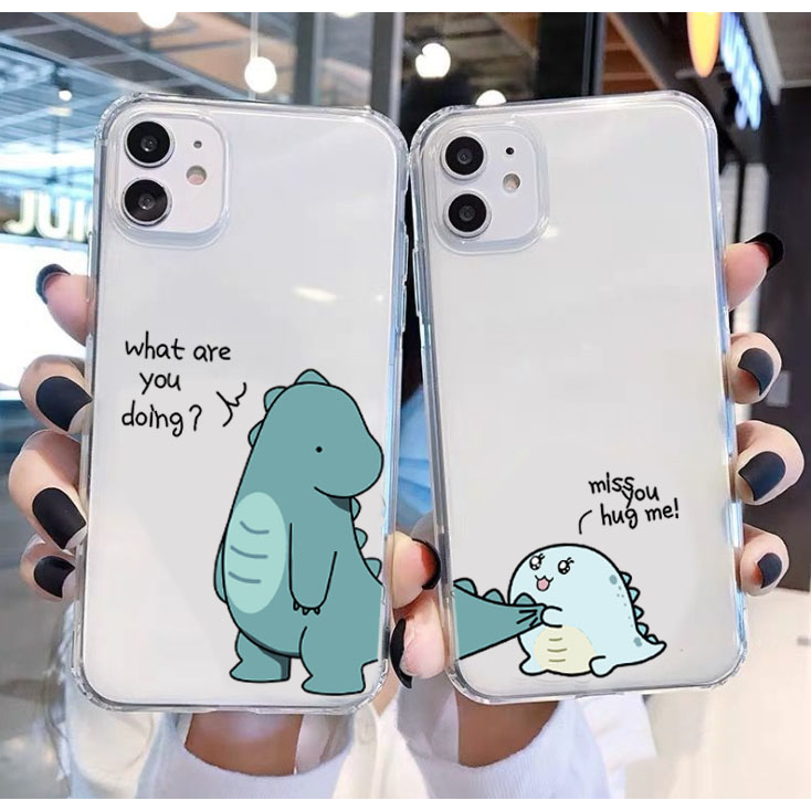 Casing For Iphone 16 15 13 14 12 Pro Max Couple Case X Xs 16E 7+ 8+ 11 Plus Cute Dinosaur TPU ...