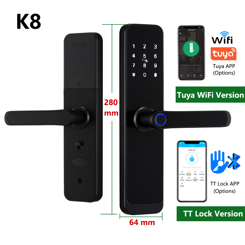 Tuya/TTlock Smart Door Lock APP Manage Digital Lock Fingerprint/IC card/Passcode/APP/key unlock ...