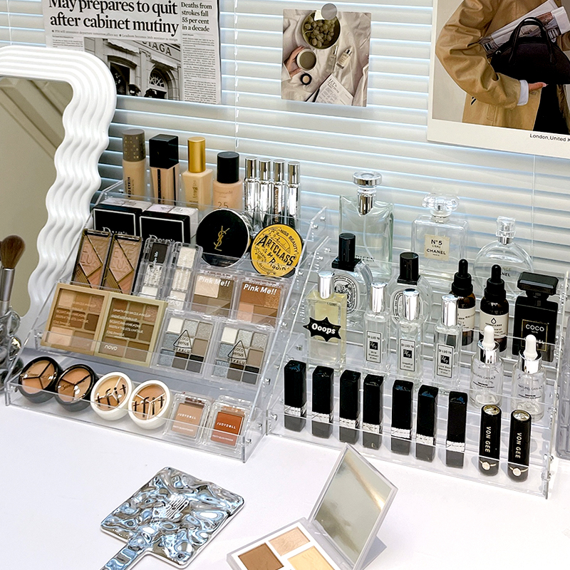 Ladder Eyeshadow Organizer Nail Polish Display Rack Desktop Transparent ...