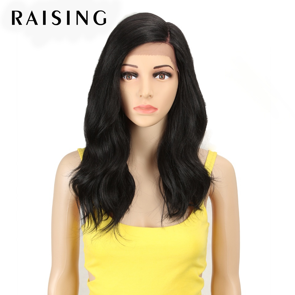 Raising Synthetic Lace Front Wig 20 Inch E Body Wave Asymmetry Wigs For ...