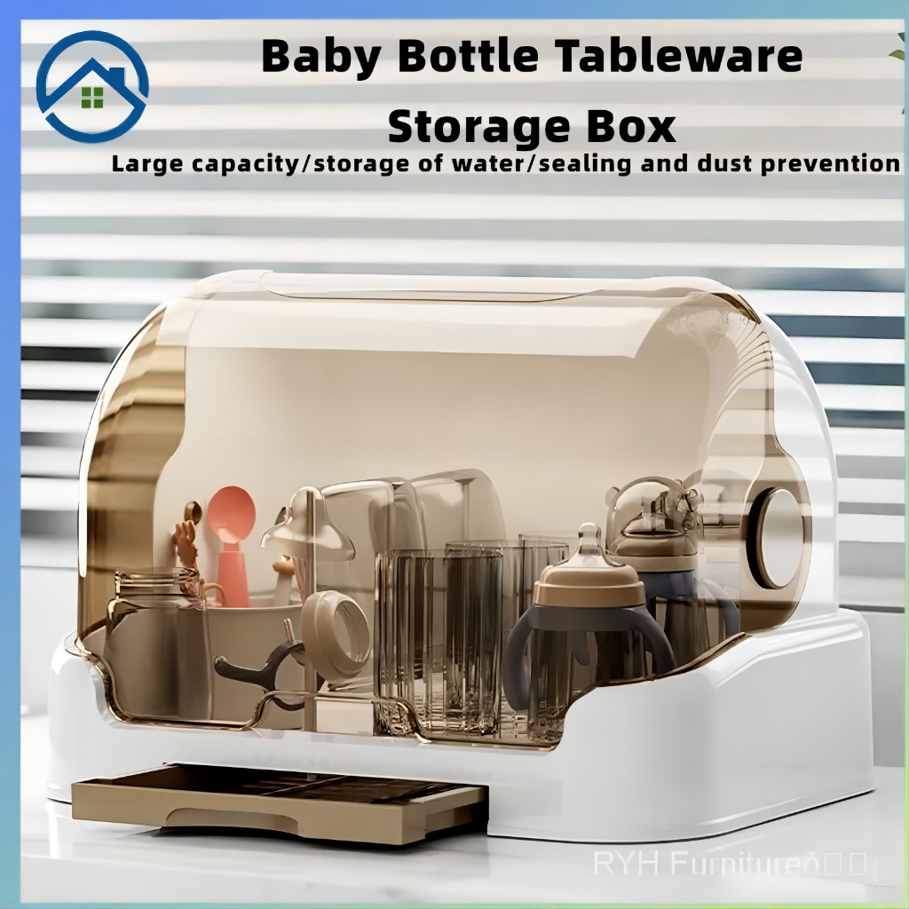 Bottle draining rack dustproof storage box baby storage rack drying ...