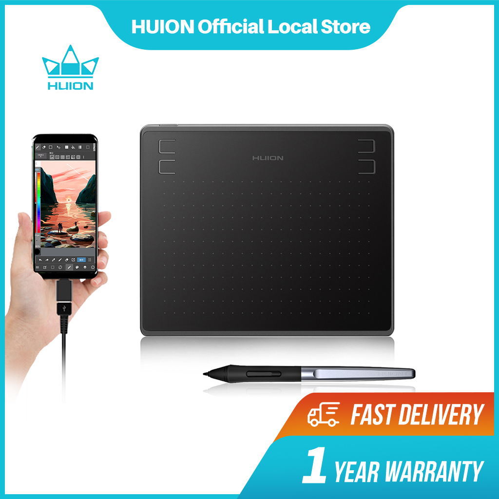 HUION HS64 6.3×4 Inch Digital Graphics Drawing Tablets with 4 Press Keys and 8192 Battery-Free ...