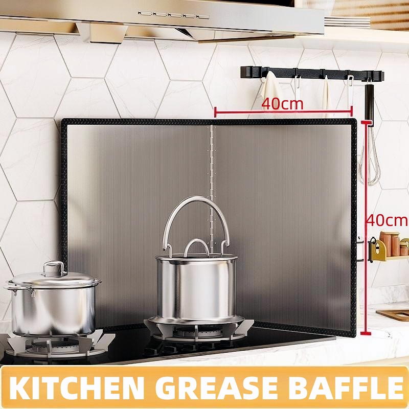 Collapsible oil baffle, cooking splash baffle, double-sided stainless ...