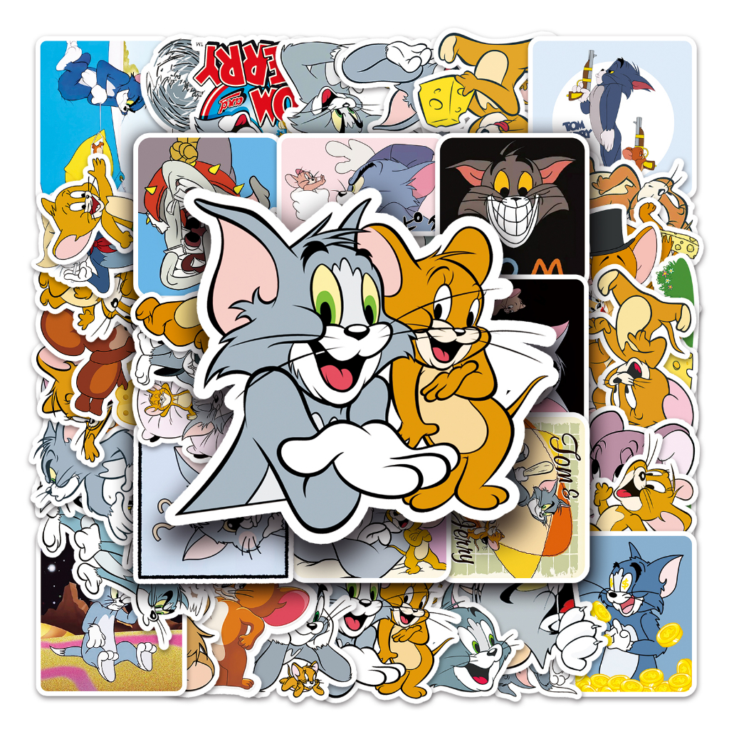 50 Piece Funny Tom And Jerry Stickers Waterproof DIY For Phones Laptop ...