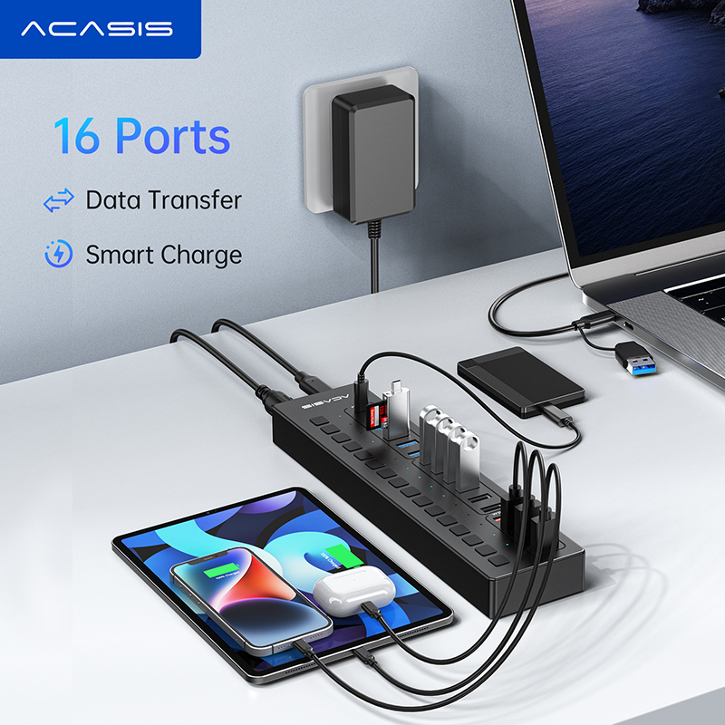 ACASIS Smart Fast Charging Type-C USB 3.0/2.0 Hub High Speed USB ...