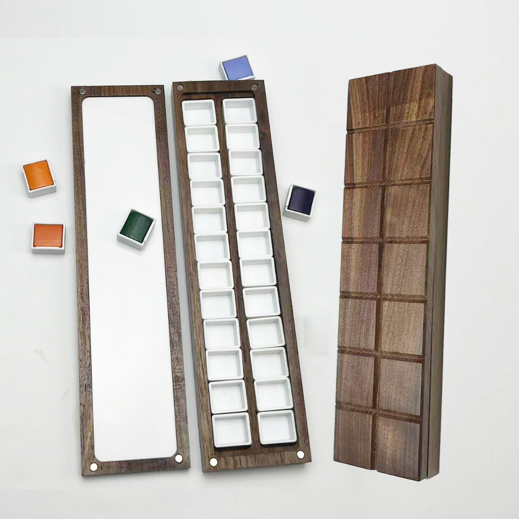 Wooden Colour Palette Box，Watercolor Paint Palette,Use as a Travel ...