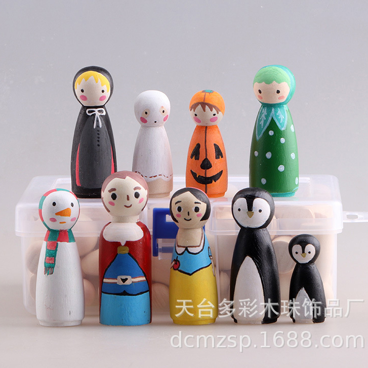 Handmade DIY Log Color White Embryo Little Wooden Man Puppet Boys Girls ...