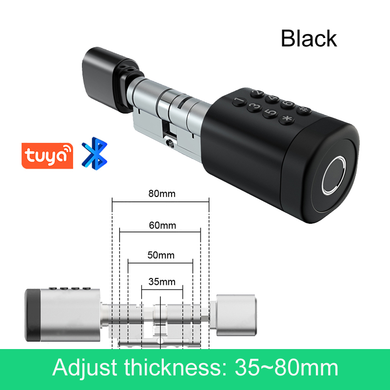 Fingerprint Smart Cylinder Lock Digital Lock TTlock/Tuya APP Remote Unlock Digital Biometric ...