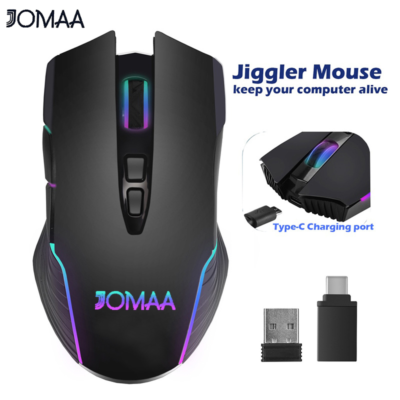 jomaa Rechargeable Mouse Type-C USB Optical Jiggler Mice Silent Click Multi-Purpose 2.4G ...