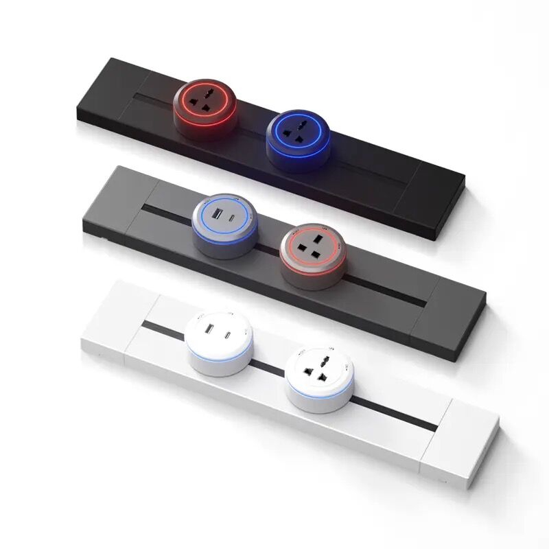 Second Generation White Black Type-C Fast Charge Adapter Dual USB Multi-Function Track Socket ...