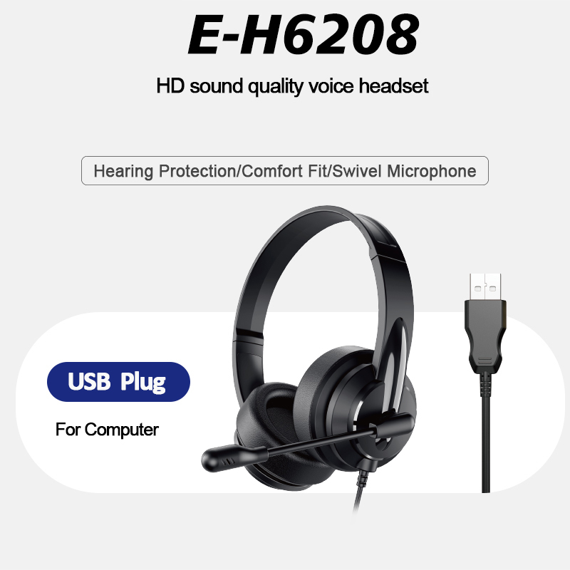 SPRISE Stereo USB Headset Rotating Mic Earphone Noise Cancelling 3.5mm ...