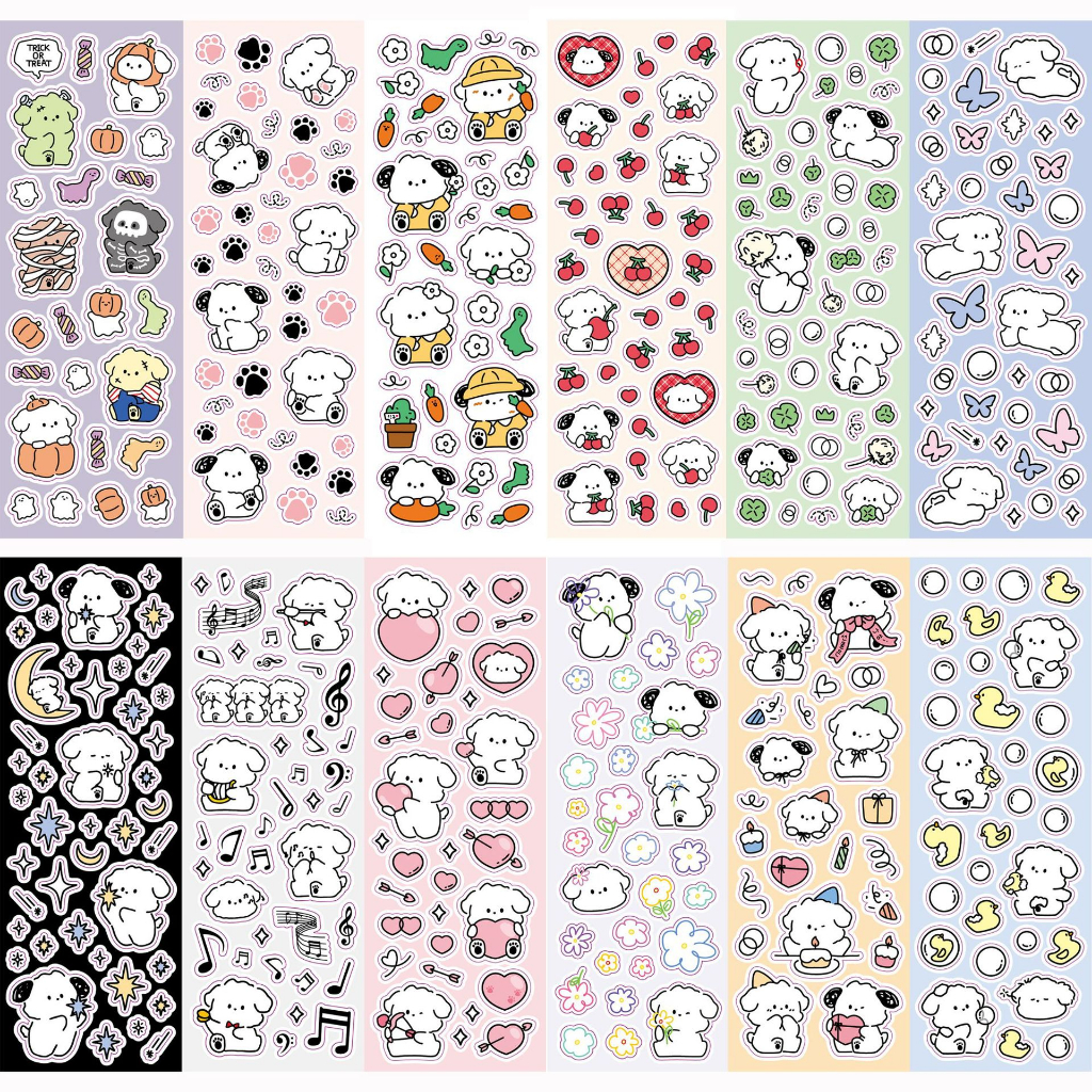 Korean yowoyowoo Cute Cartoon Little White Dog Cartoon Animal Stickers ...