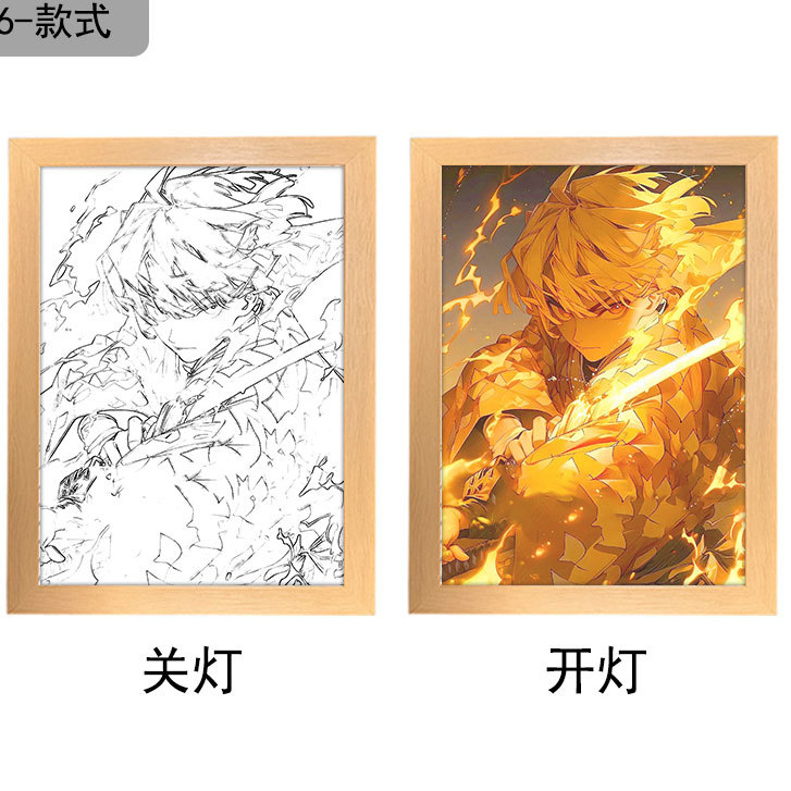 Led Photo Frame Light Demon Slayer Kyojuro Rengoku Hoom Deco Frame Art ...