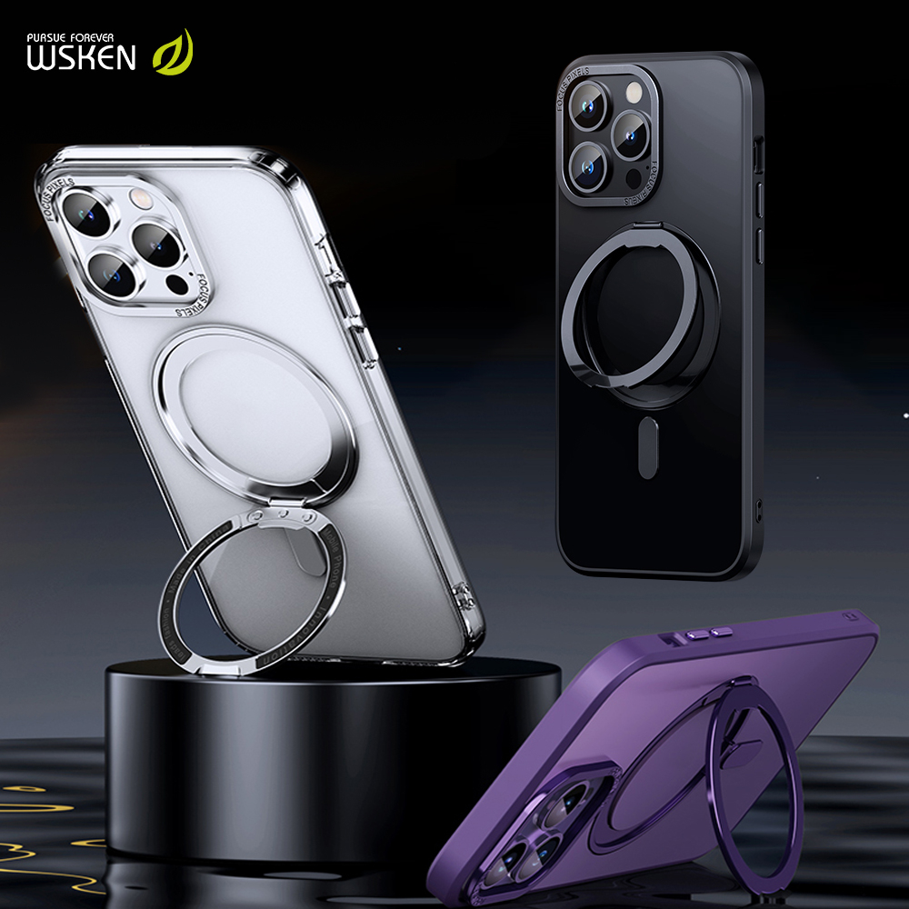 Wsken Magnetic Stand Phone Case For Iphone 14 Pro 14 Pro Max Metal Lens