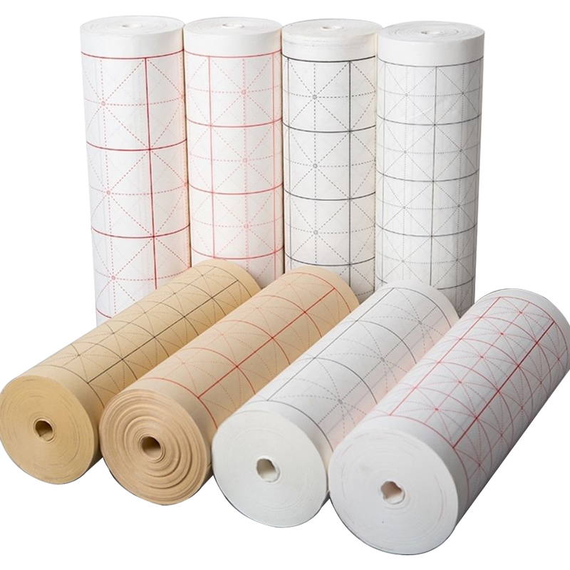 长卷半生熟米字格宣纸,毛边纸,毛笔字书法练习专用毛边纸 Long Roll Mizi Grid Rice Paper, Rough Edge ...