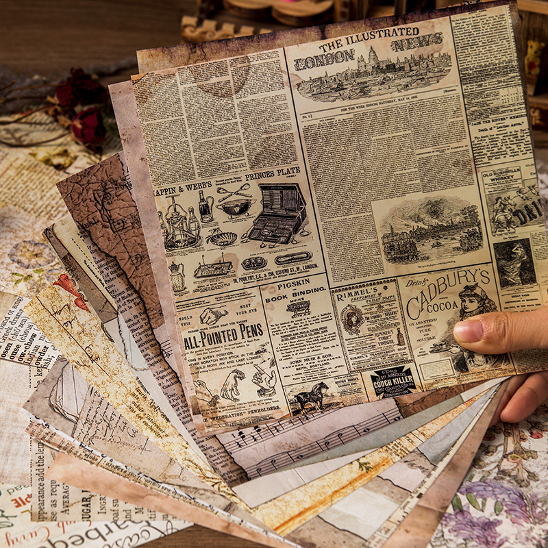 20 Sheets Material Paper Retro Letter Series European Style English ...