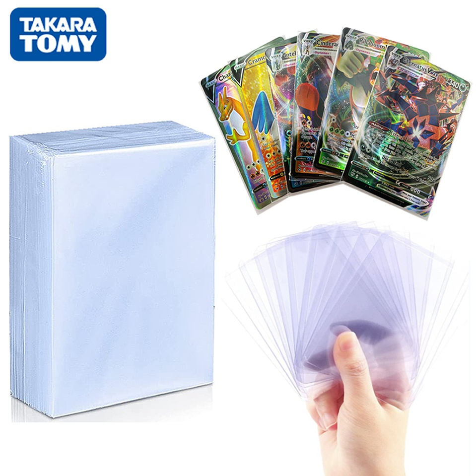 100pcs card sleeve transparent protector pokemon tcg yugioh game card ...