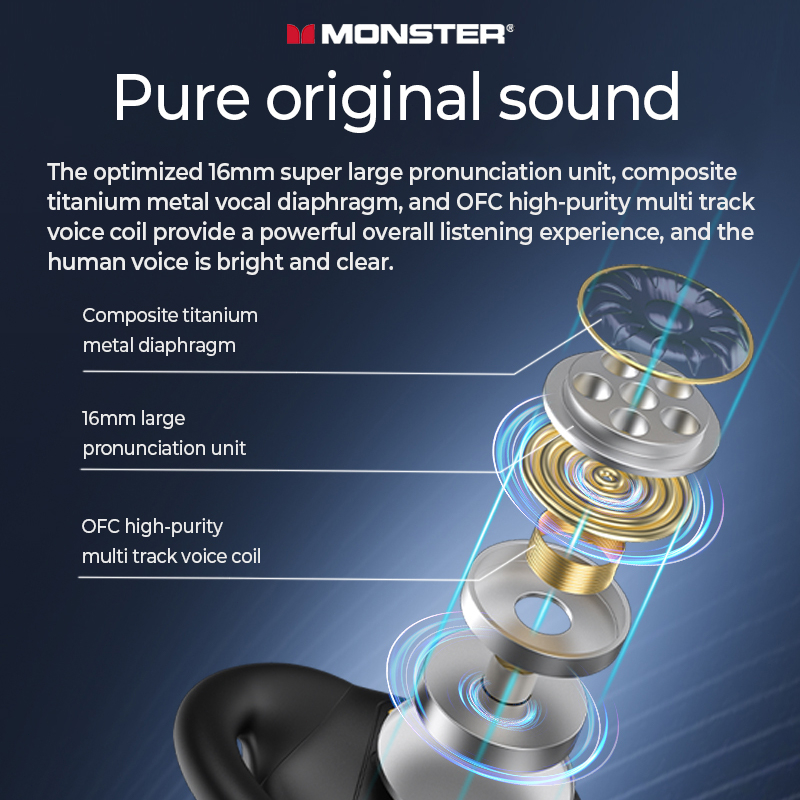 Monster MH22156 Bone Conduction Bluetooth Wireless Sports Headphones ...