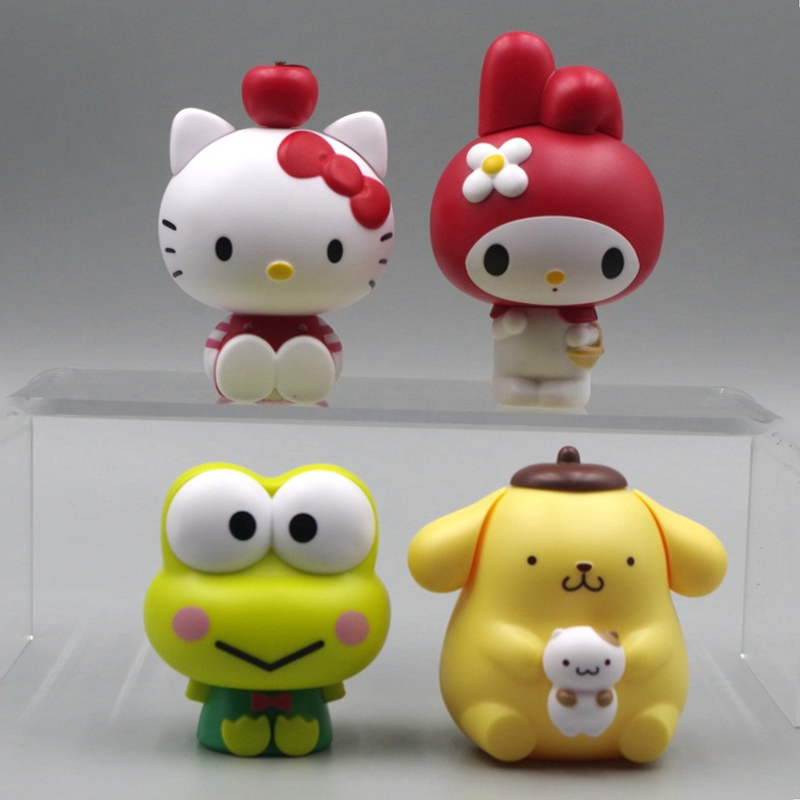 4Pcs/Set 7-10cm Sanrio Anime Figure Hello Kitty My Melody Pom Pom Purin ...