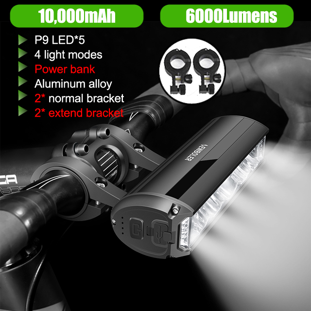 NEWBOLER Bike Light 6000 Lumens Rechargeable 8000mAh Bicycle Light IPX6 ...