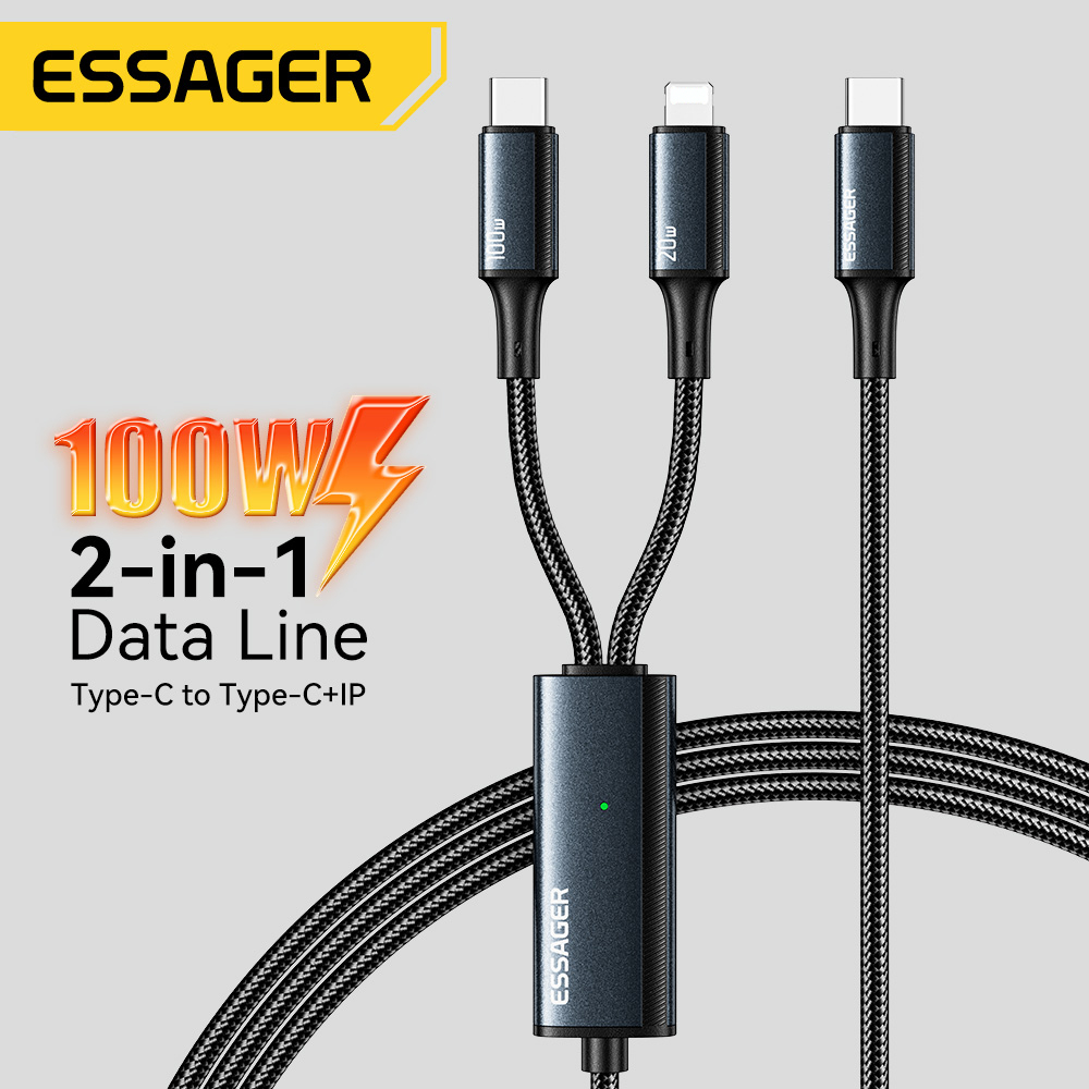 Essager J 100W 2 In 1 Fast Charging Data Cable Suitable For Type C ...