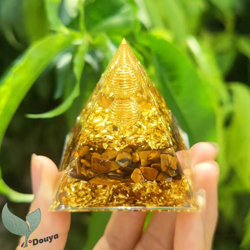 Orgone Pyramid,Healing Crystals Pyramid with citrine /Tigers Eye Stones ...