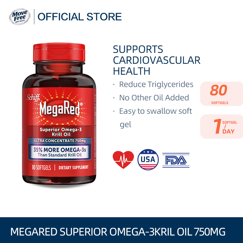 Schiff MegaRed Omega-3 Ultra Concentrate Krill Oil 750mg, 80 Softgels ...
