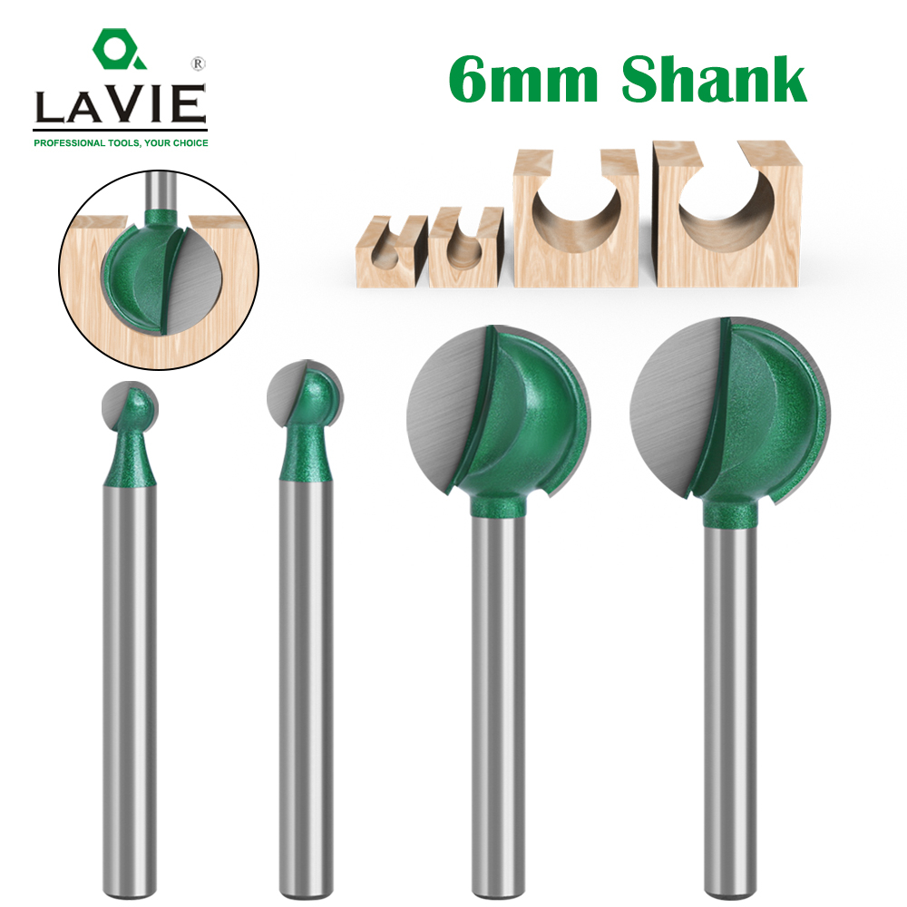 LAVIE 6mm Shank Ball Nose Round Carving Bit Router Bit for Wood Cove ...