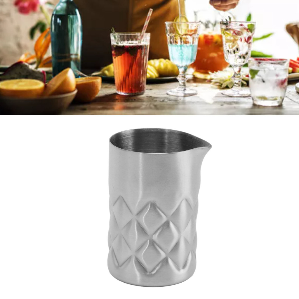 [EPAY] Cocktail Mixing Glass 304 Stainless Steel Grid Design With Outer ...