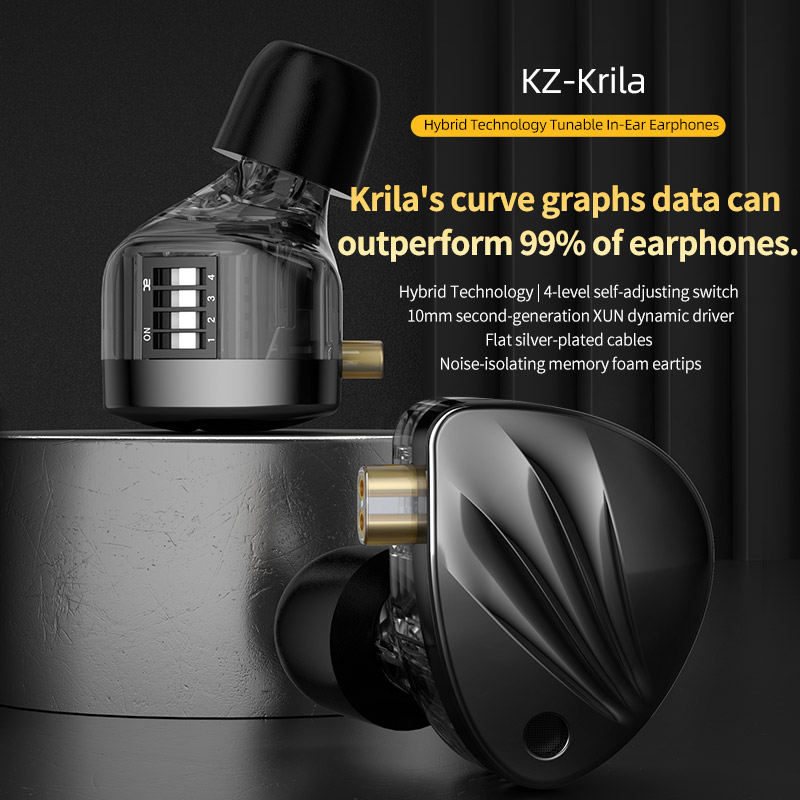 KZ Krila 1DD+1BA Adjustable In-Ear Headphones HiFi Earbuds Corded In ...