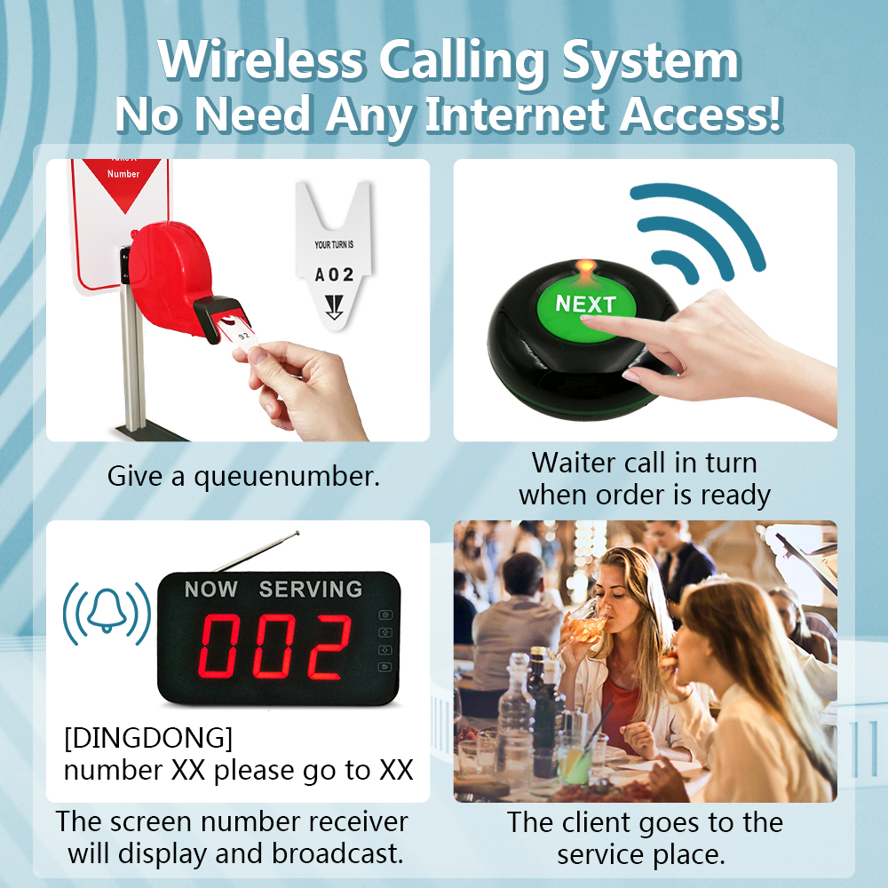 3 digit number screen NEXT counter call button Wireless Queue Management Number Waiting Calling ...