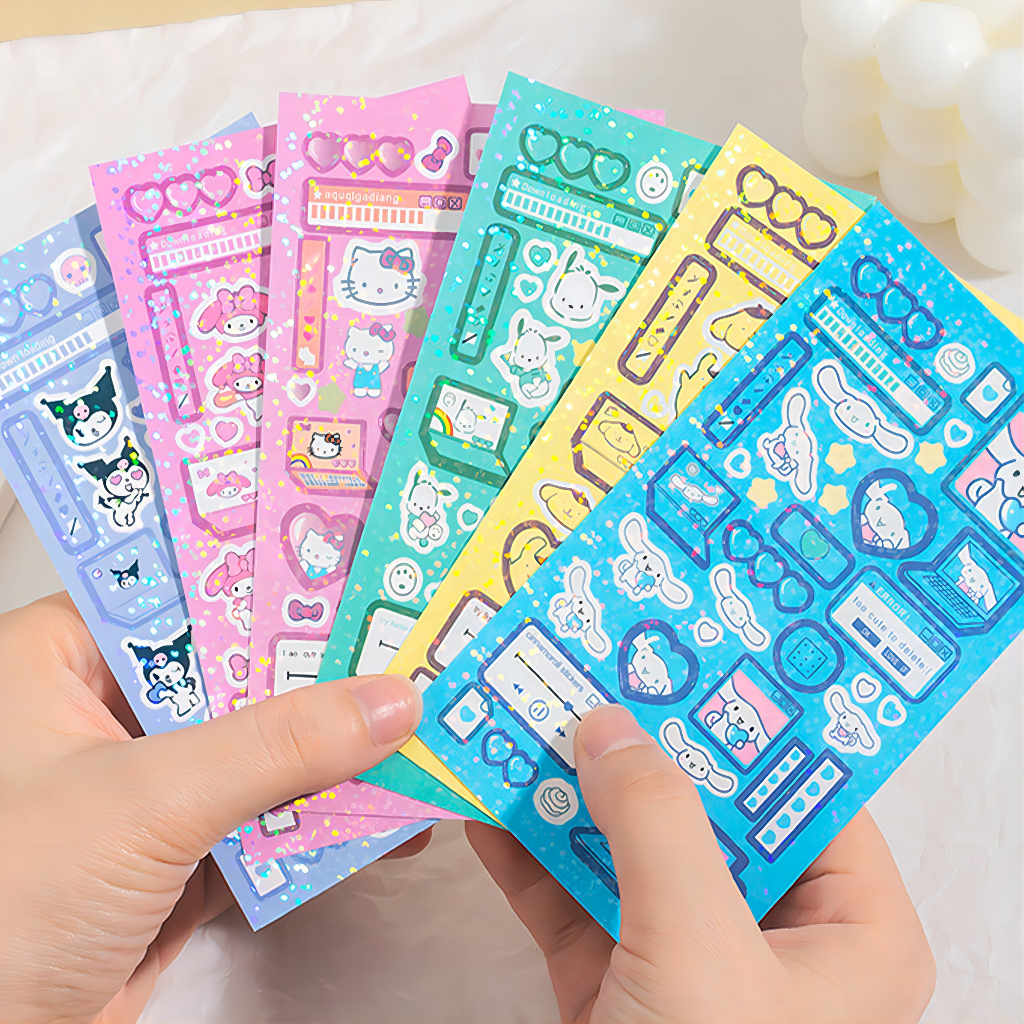 Cartoon Handbook Sticker Sanrio Laser Sticker diy Cuckoo Card Sticker ...