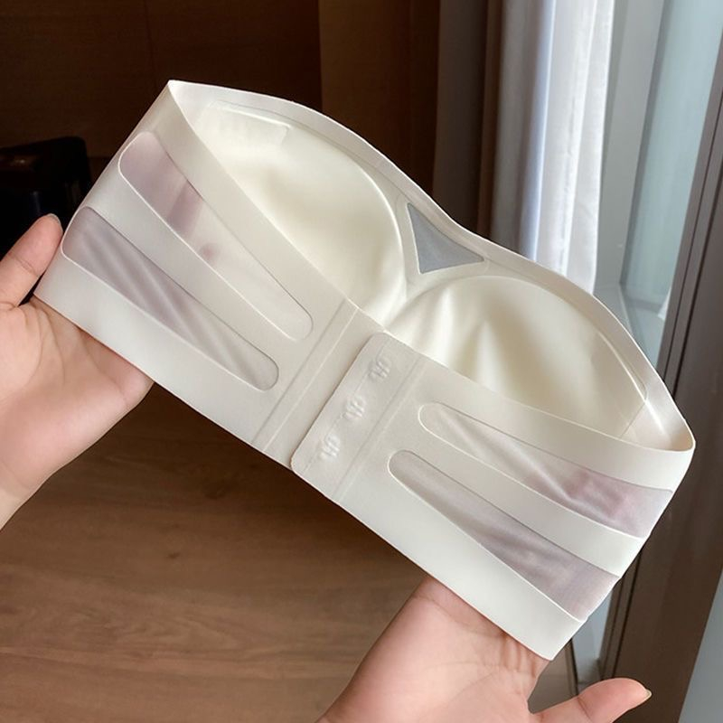 Strapless underwear female non-slip small breasts gathered push up no ...