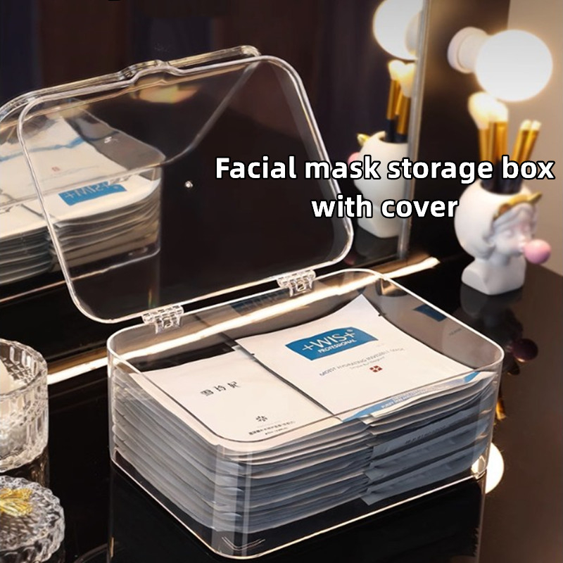 Facial Mask Storage Box with Cover Dust-proof Desktop Storage Box ...