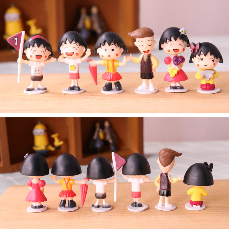 6Pcs/Set 3-5cm Chibi Maruko-chan Anime Figure Sakura Momoko Q Version ...