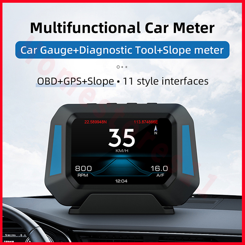 [12 languages] P21 Car OBD OBD2 Meter GPS Speedometer On-board Computer ...