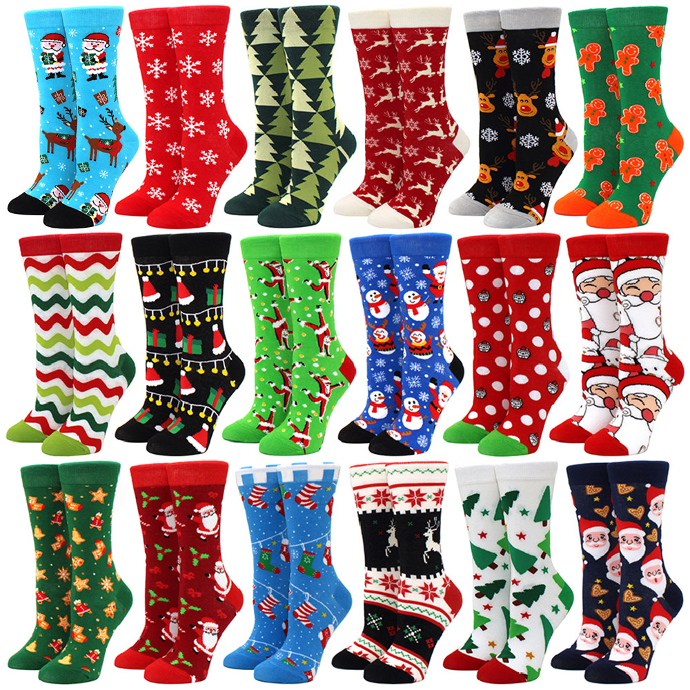 Woman Christmas Socks Funny Xmas Tree Snowflake Gingerbread man Candy ...