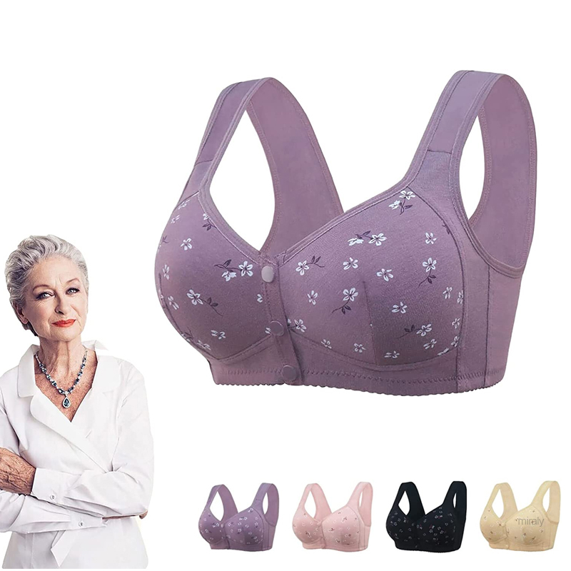 Daisy Snap Front Bra Women's Wireless Bra Front Button Closure ...