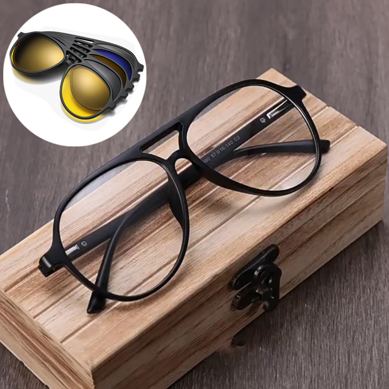 6 IN 1 Magnetic Clip Glasses Polarized Gray Sunglasses Magnetic ...