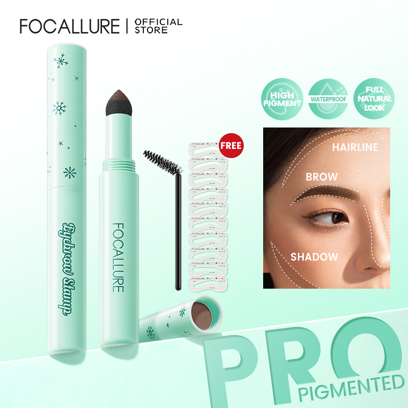 FOCALLURE 2-In-1 Eyebrow Stamp Eyebrow Powder Stick High Pigment Multi ...