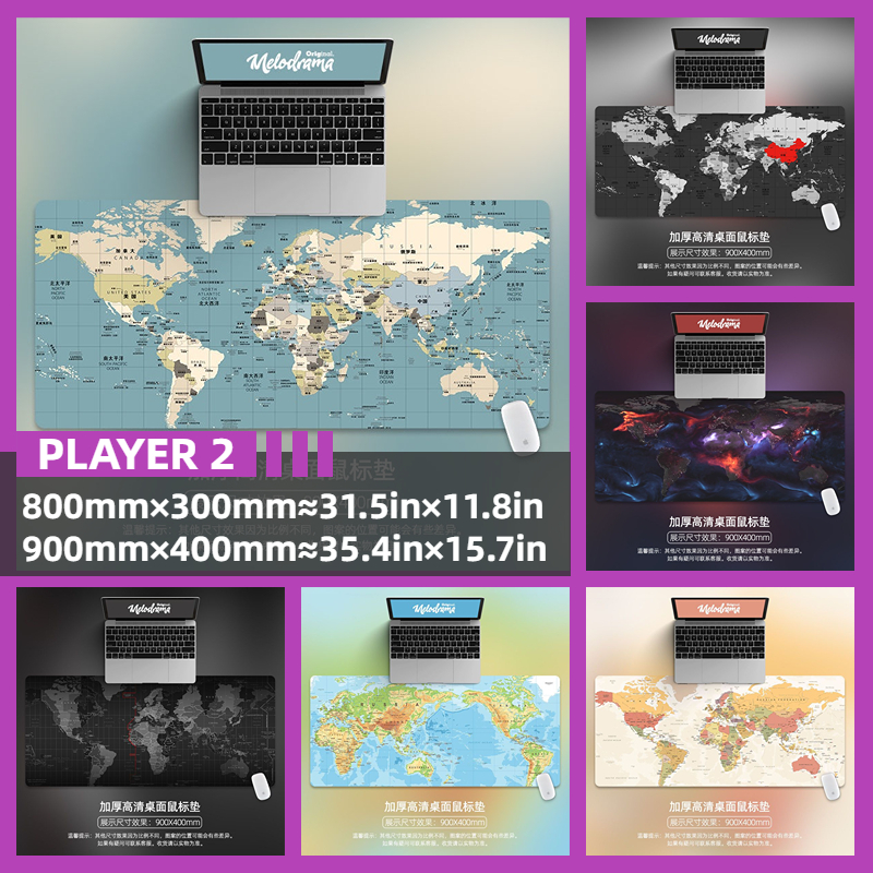 World Map Mouse Pad Keyboard Pad Desk Mat Large Gaming Mousepad Laptop ...