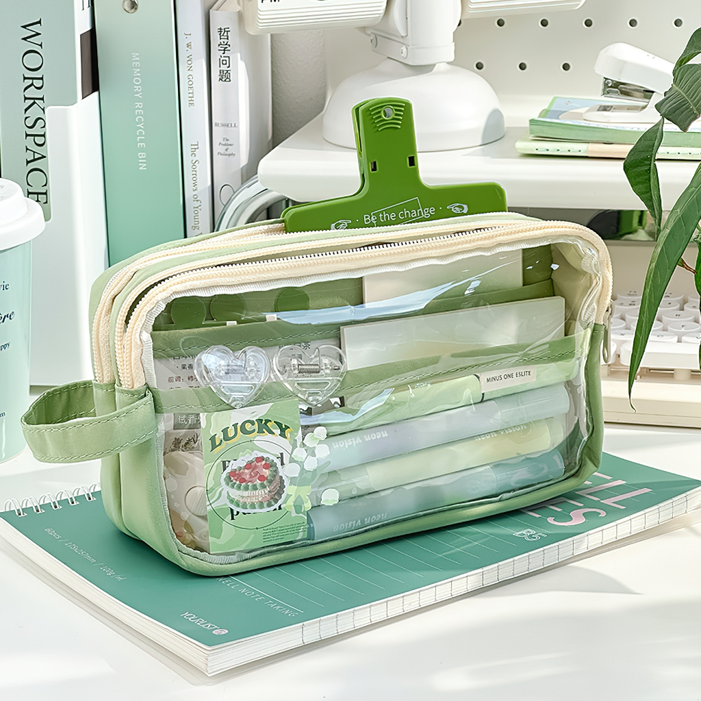 Penlab Handheld Double Layer Transparent Pencil Case Pen Bag Hitting ...